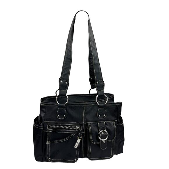 Rosetti | Bags | Rosetti Black Faux Leather Double Handle Shoulder Bag ...